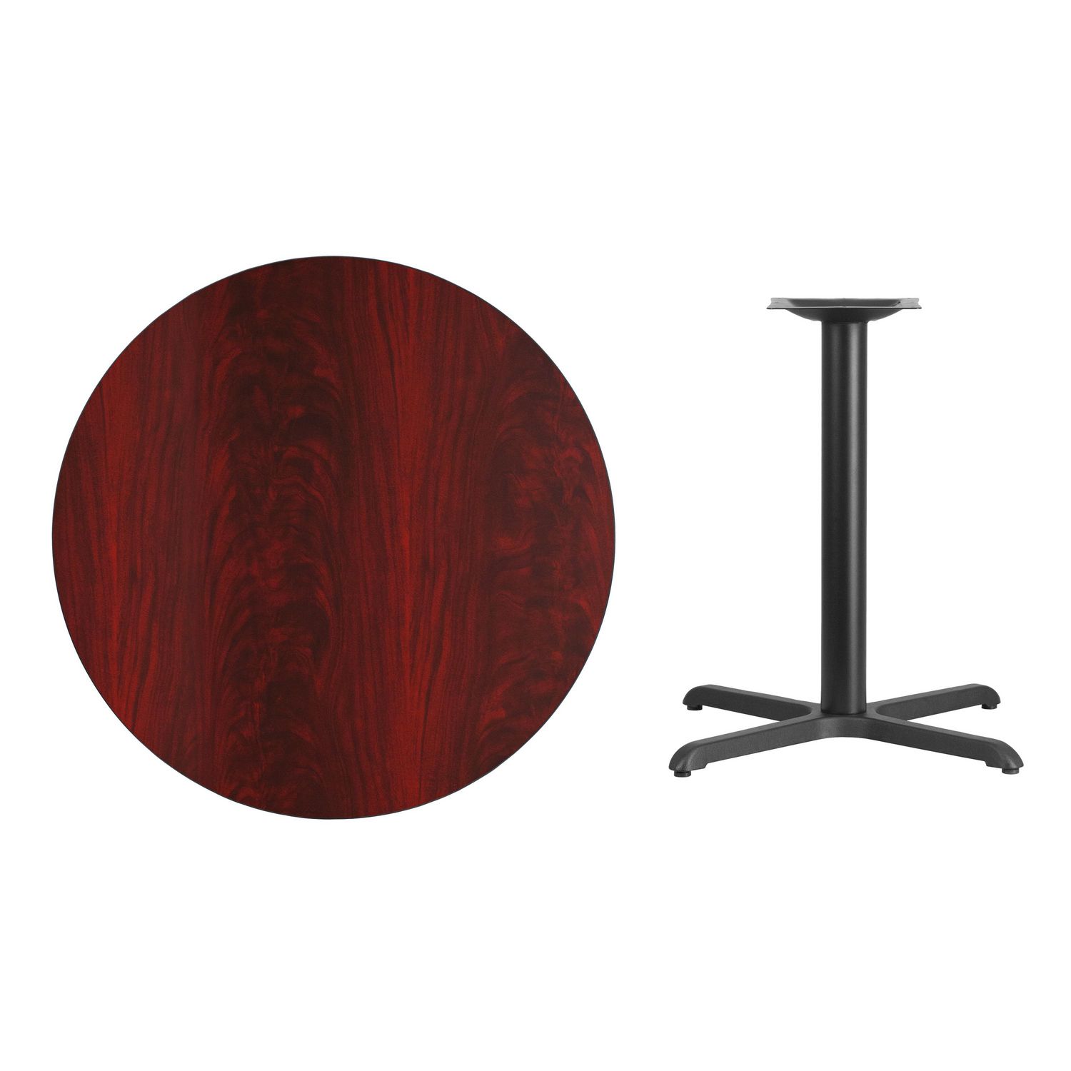36 Round Mahogany Laminate Table Top With 30 X 30 Table Height