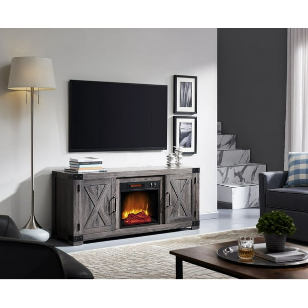 KOMODO 54" Media Electric Fireplace with Double X Doors - Walmart.ca