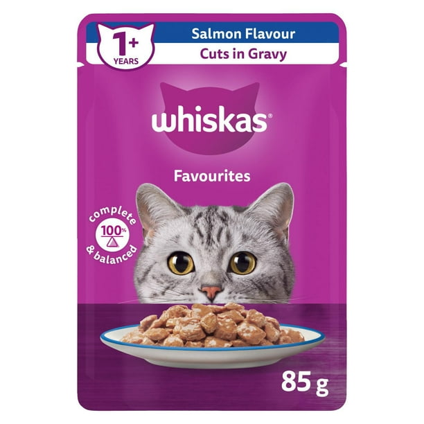 WHISKAS FAVOURITES Cuts in Gravy Salmon Flavour Pouch Adult Wet Cat ...
