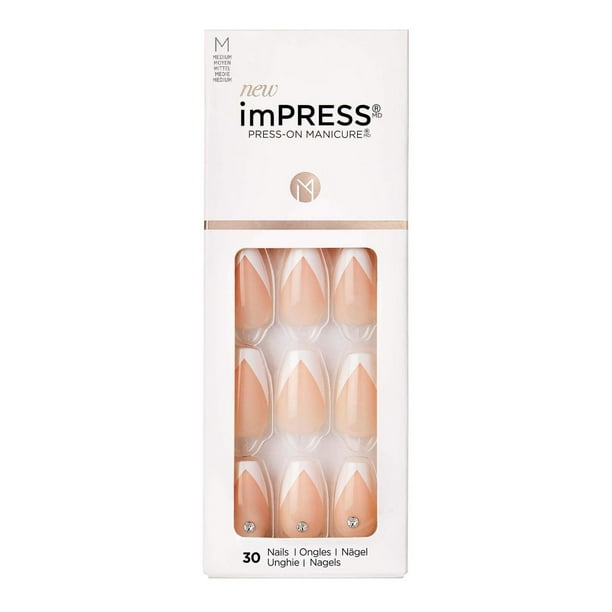 KISS ImPRESS Press-On - So French - Fake Nails, 30 Count, Medium, Press ...