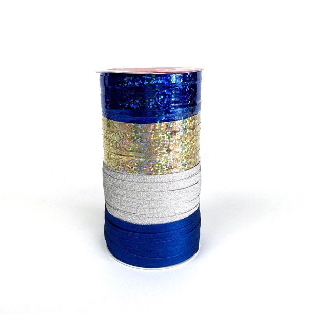 Holiday Time 150' 4 Piece Curling Ribbon - Blue Gold Silver, 4 colors ...