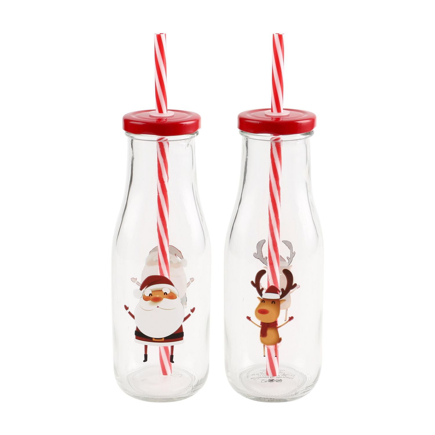 GLASS BOTTLE -SANTA+ REINDEER | Walmart Canada