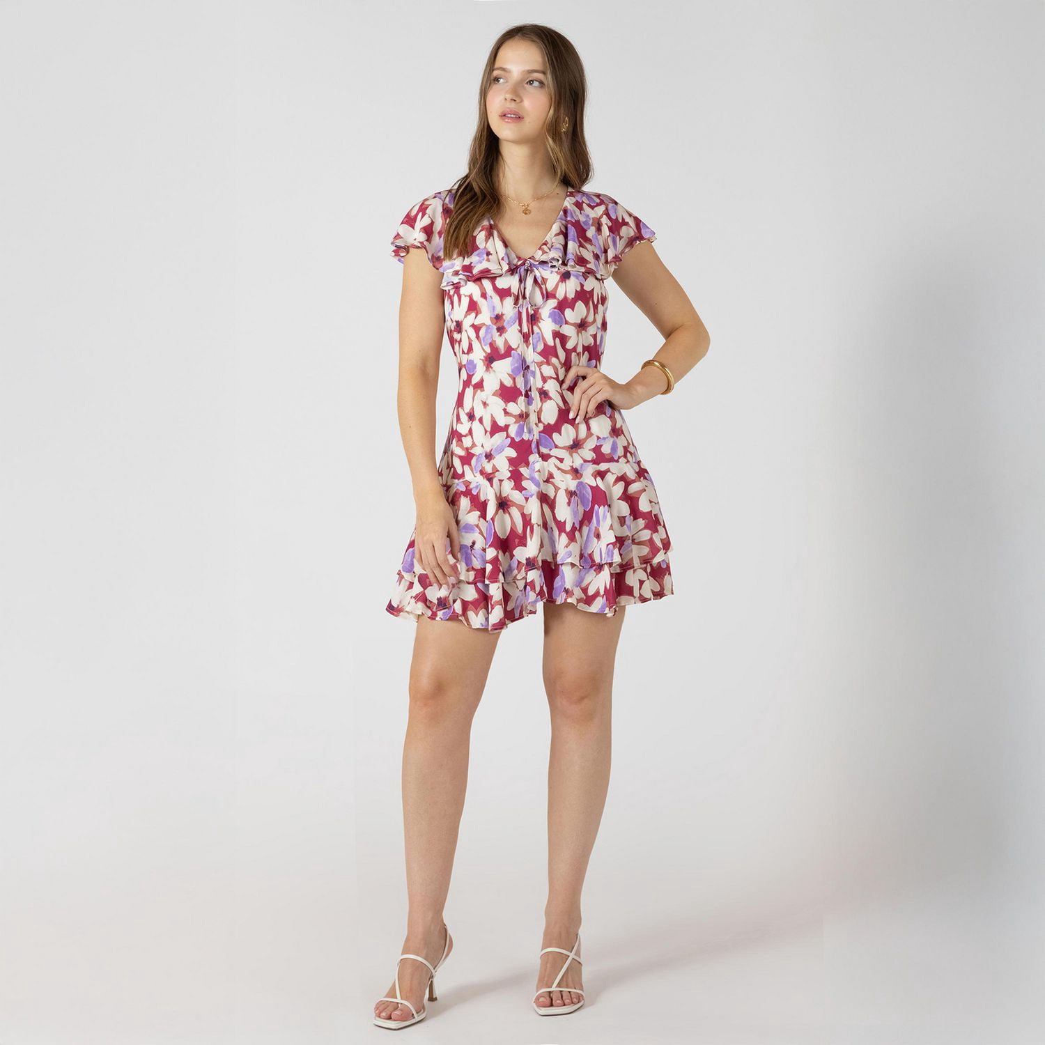 Click here for Devoted  Ruffled Flounce Hem Mini Dress  Sizes Xs-... prices