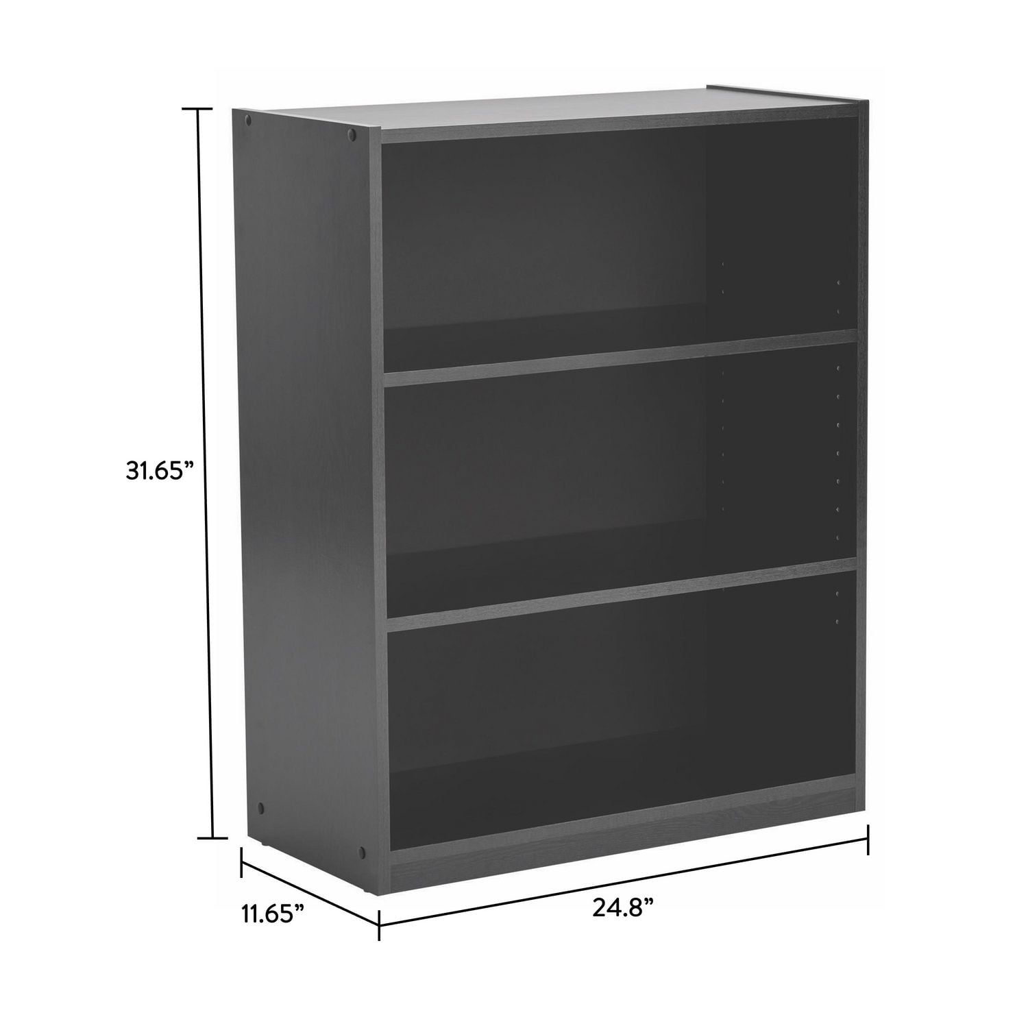 Mainstays 3 Shelf Bookcase With Adjustable Shelves Multiple Colors True Black Oak 30 39in