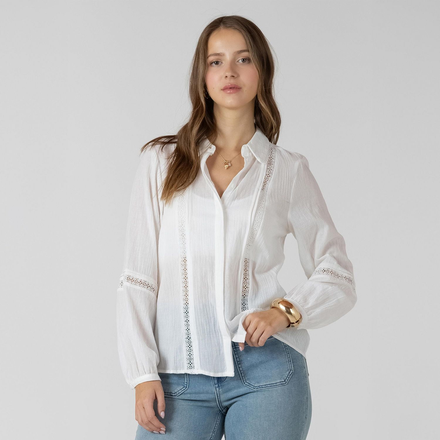 Click here for Devoted  Lace Insert Button Front Blouse  Sizes Xs... prices