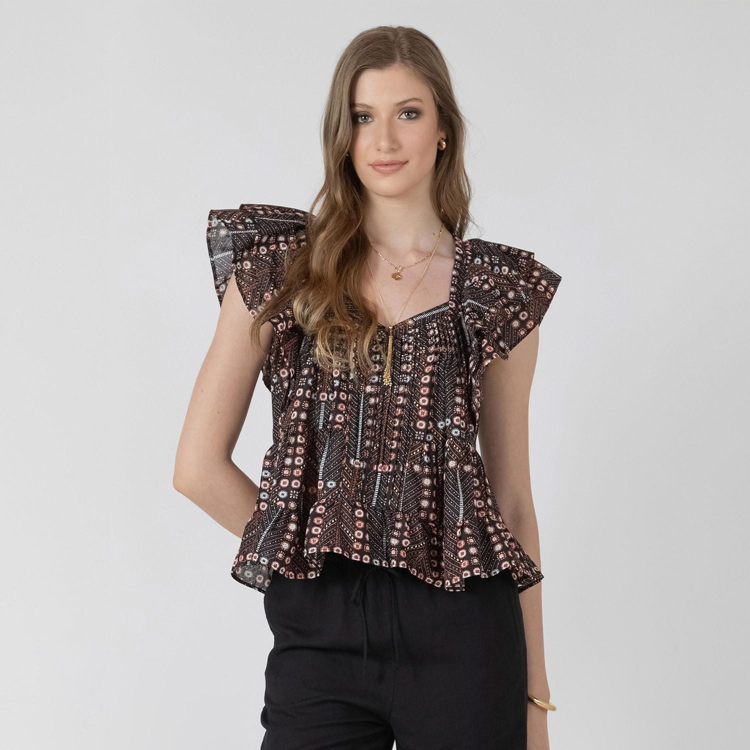 Click here for Devoted  Ruffled Tencel Blouse  Sizes Xs-Xl M prices