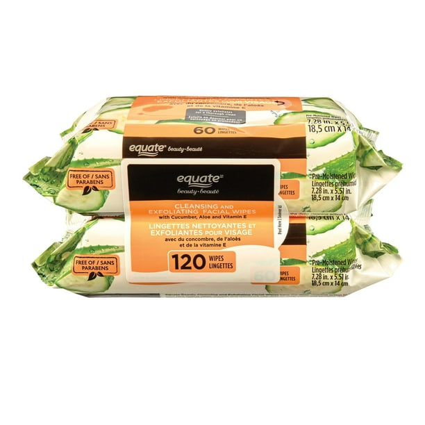 Equate Beauty Cleansing and Exfoliating Facial Wipes 120ct 120 wipes ,7 ...