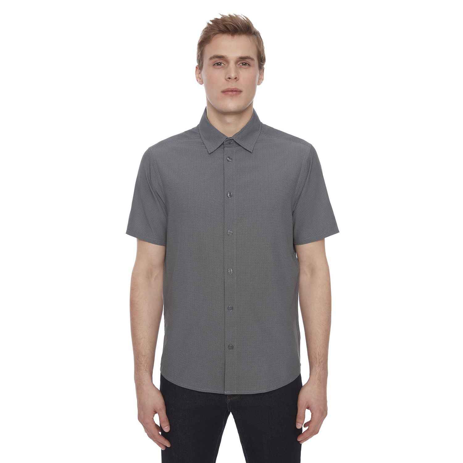 Click here for Dark Black Mens 4 Way Stretch S/S Button Down Shir... prices