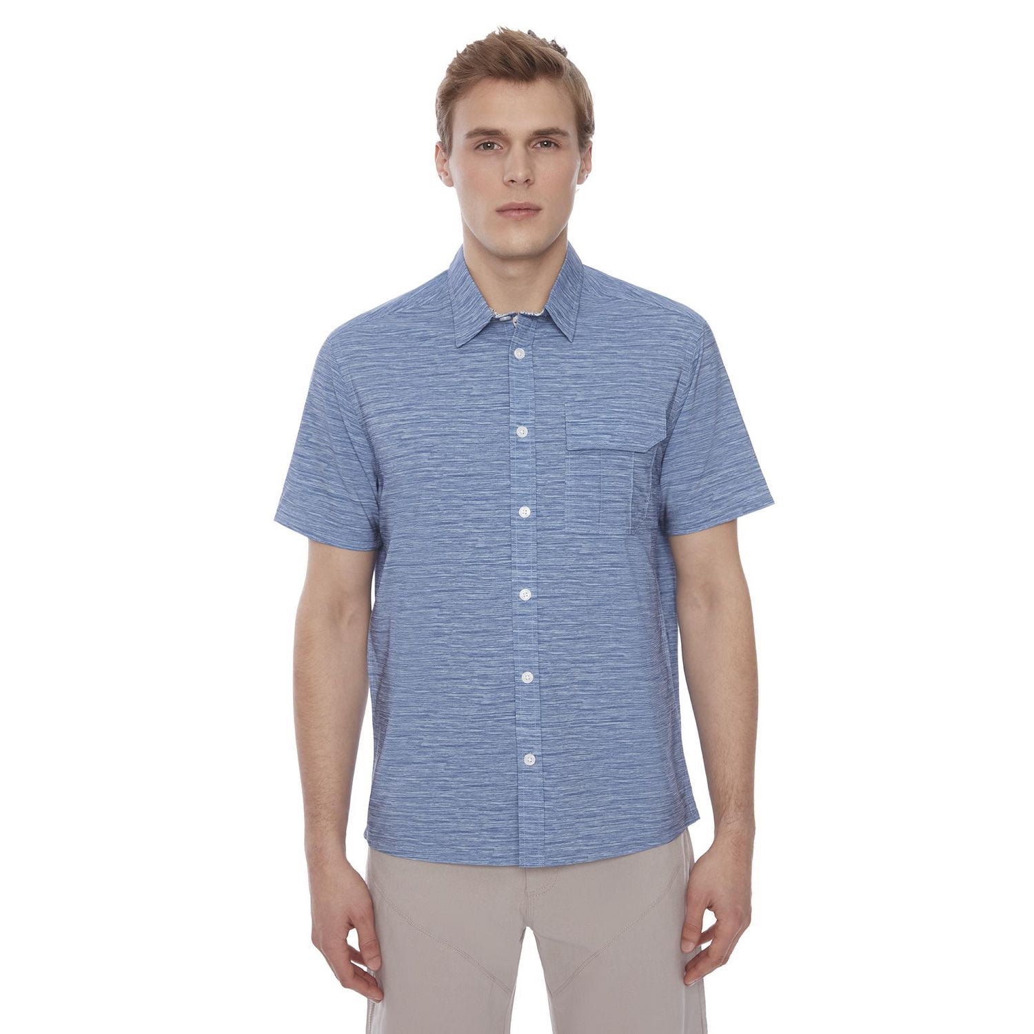 Click here for Dark Black Mens 4 Way Stretch S/S Button Down Shir... prices