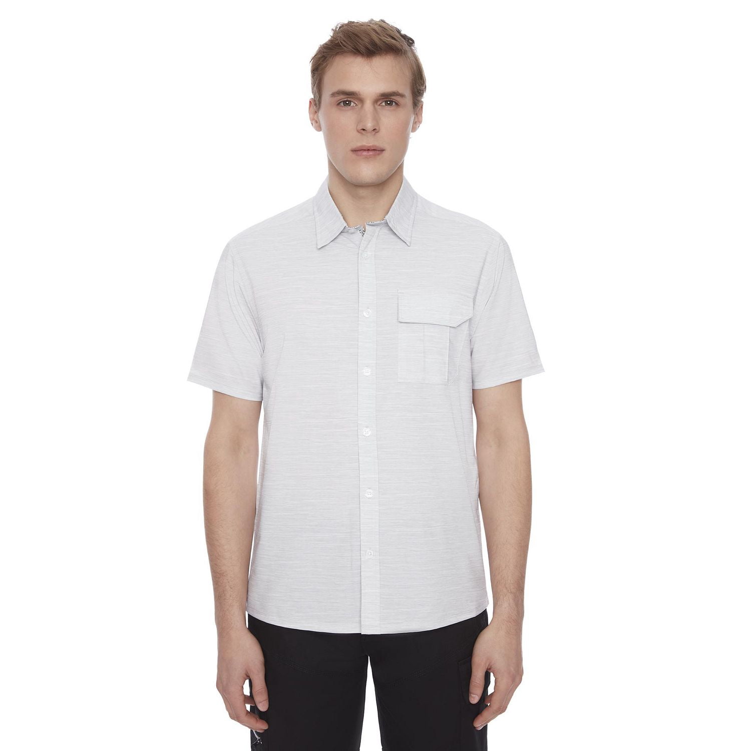 Click here for Dark Black Mens 4 Way Stretch S/S Button Down Shir... prices