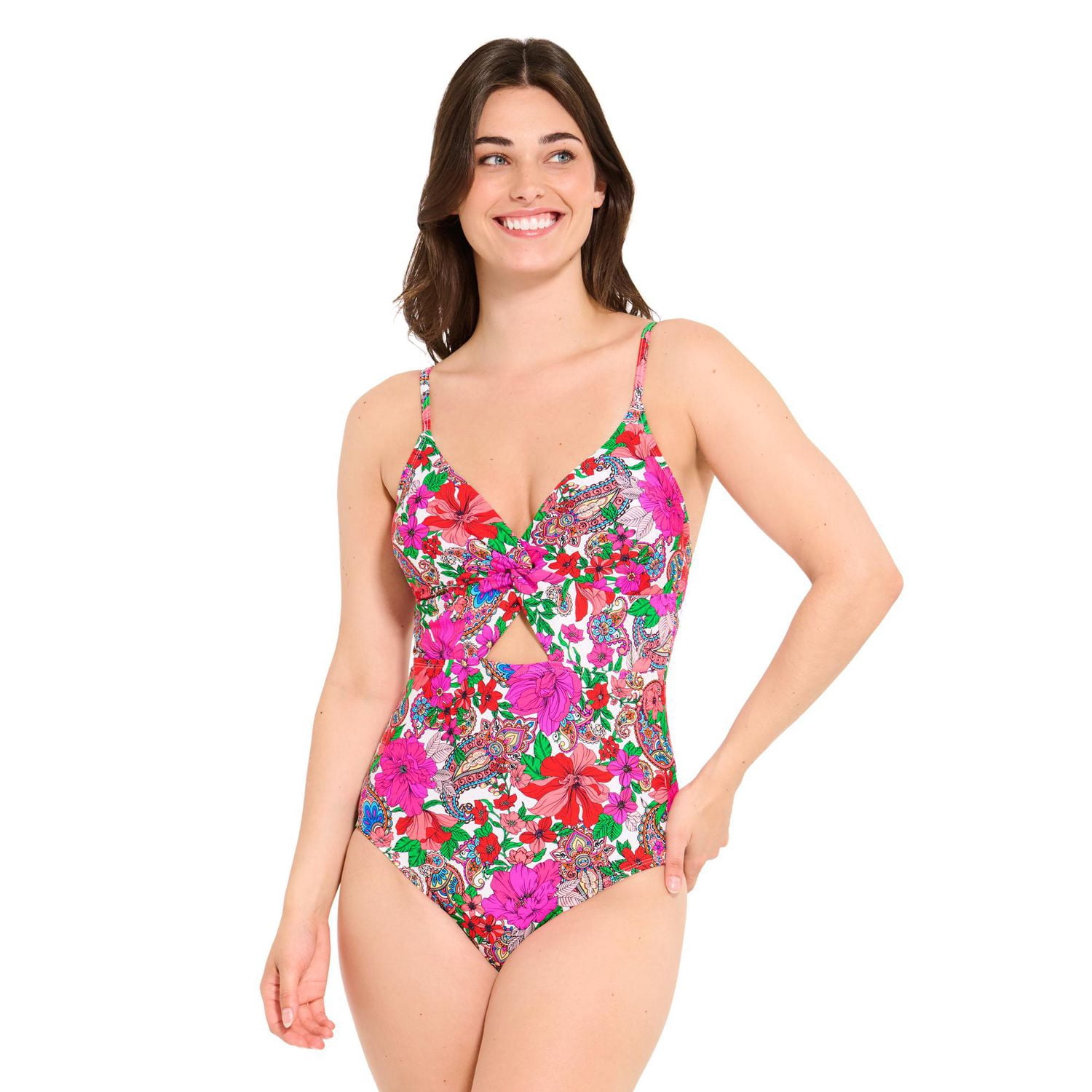 Click here for Captiva Womens Printed Crossover Knot One Piece Sw... prices