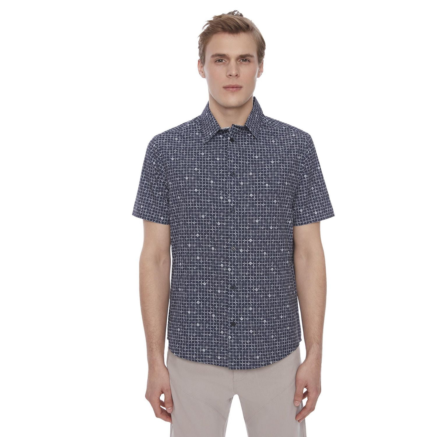 Click here for Dark Black Mens 4 Way Stretch S/S Button Down Shir... prices