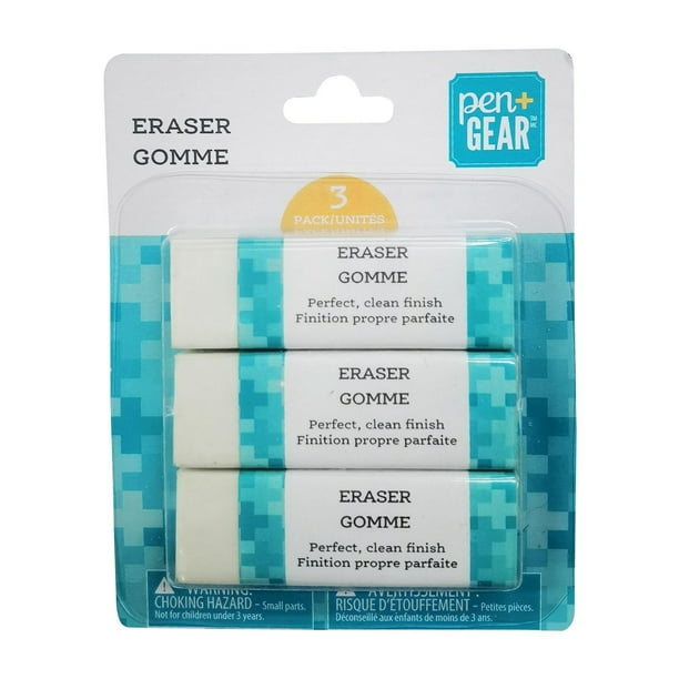 3PKS WHITE ERASER IN BLISTER CARD,LATEX-FREE ERASER ,REMOVE LEAD EASILY ...