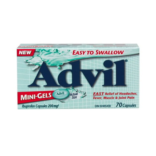 Advil Mini-Gels (70 Count), 200 mg Ibuprofen, Temporary Pain Reliever ...