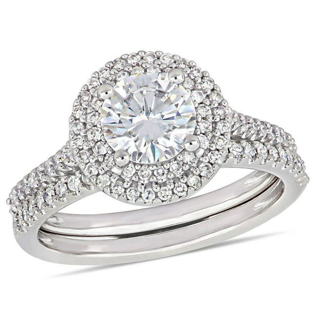 Miabella 1 Carat T.G.W. Moissanite and 1/2 Carat T.W. Diamond 14K White ...
