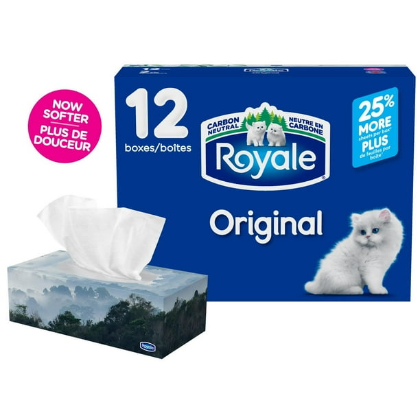 Royale Original Facial Tissue, 12 Flat Boxes, 126 Tissues per box, 2 ...