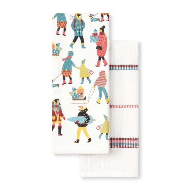 Holiday Time Kitchen Towel Set, Festive design, 100% cotton - Walmart.ca