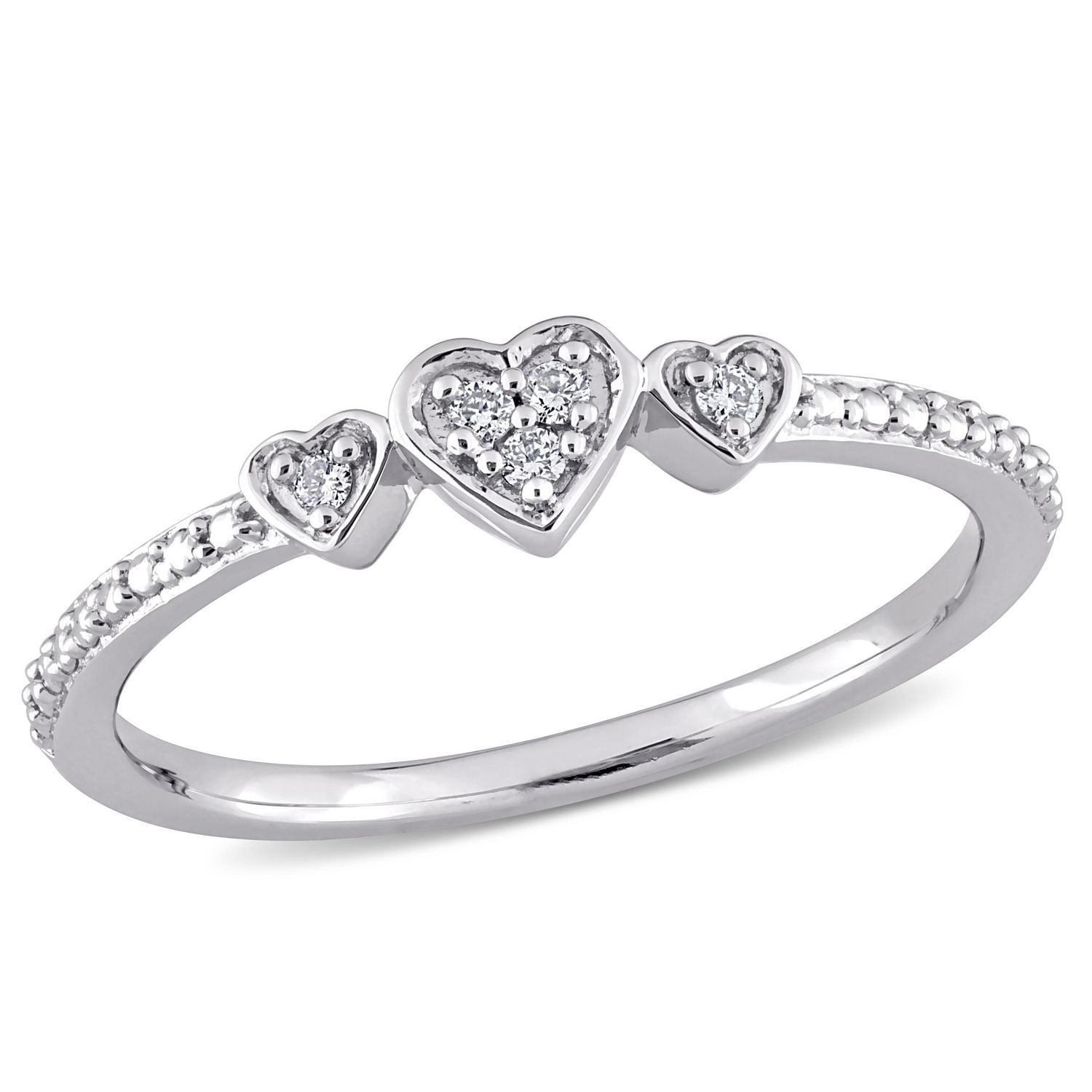 Click here for Miabella Diamond Accent Sterling Silver Triple Hea... prices