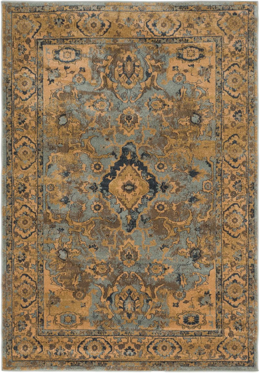 EcarpetGallery Ziegler Light Blue Light Brown Polypropylene Rug ...