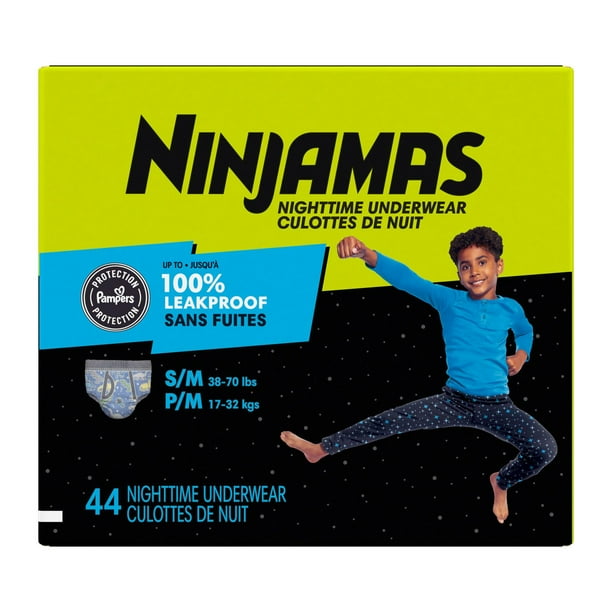Ninjamas Nighttime Bedwetting Underwear Boy, Sizes S/M - L/XL, 34-44 ...