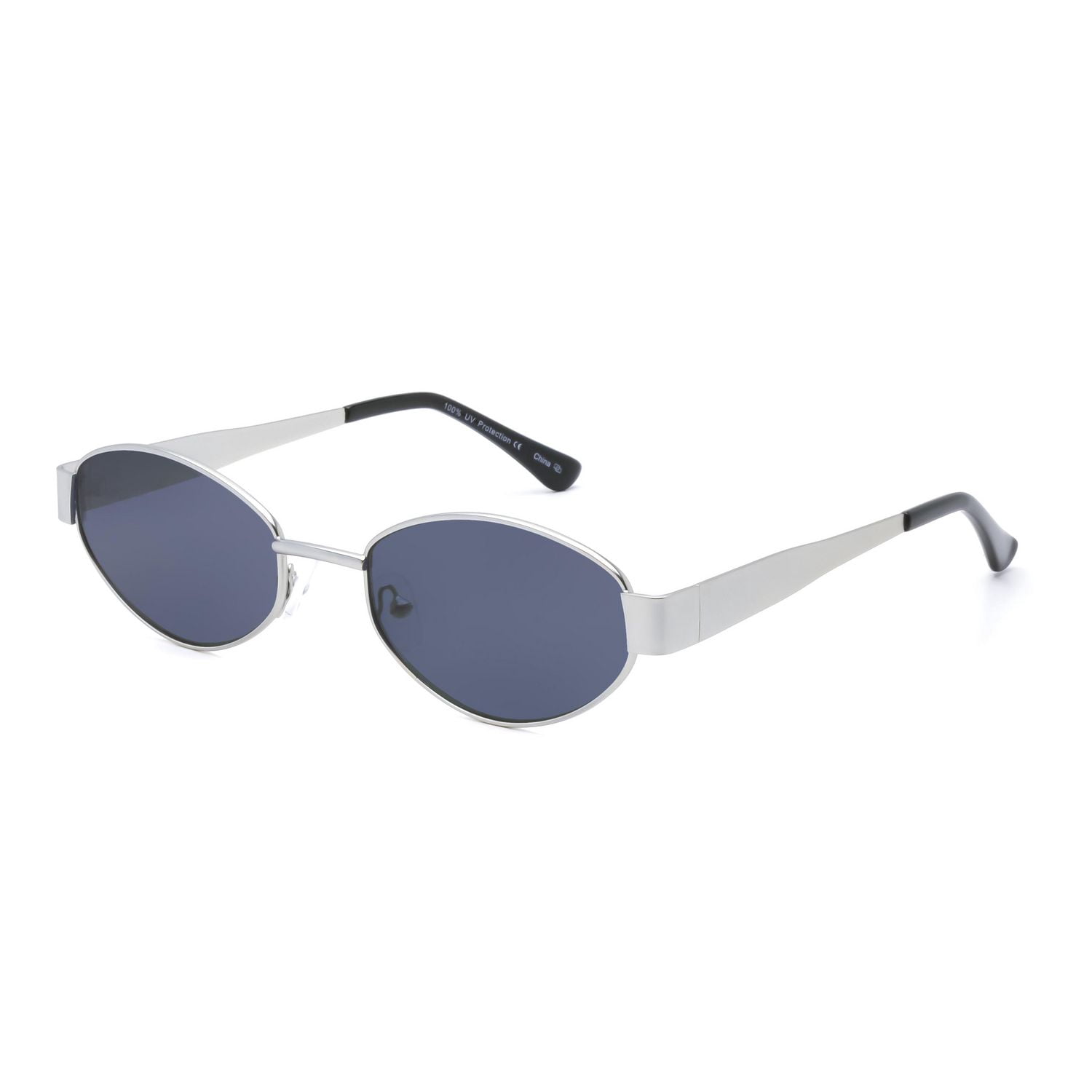 Click here for No Boundaries Silver And Black Oval Sunglasses One... prices