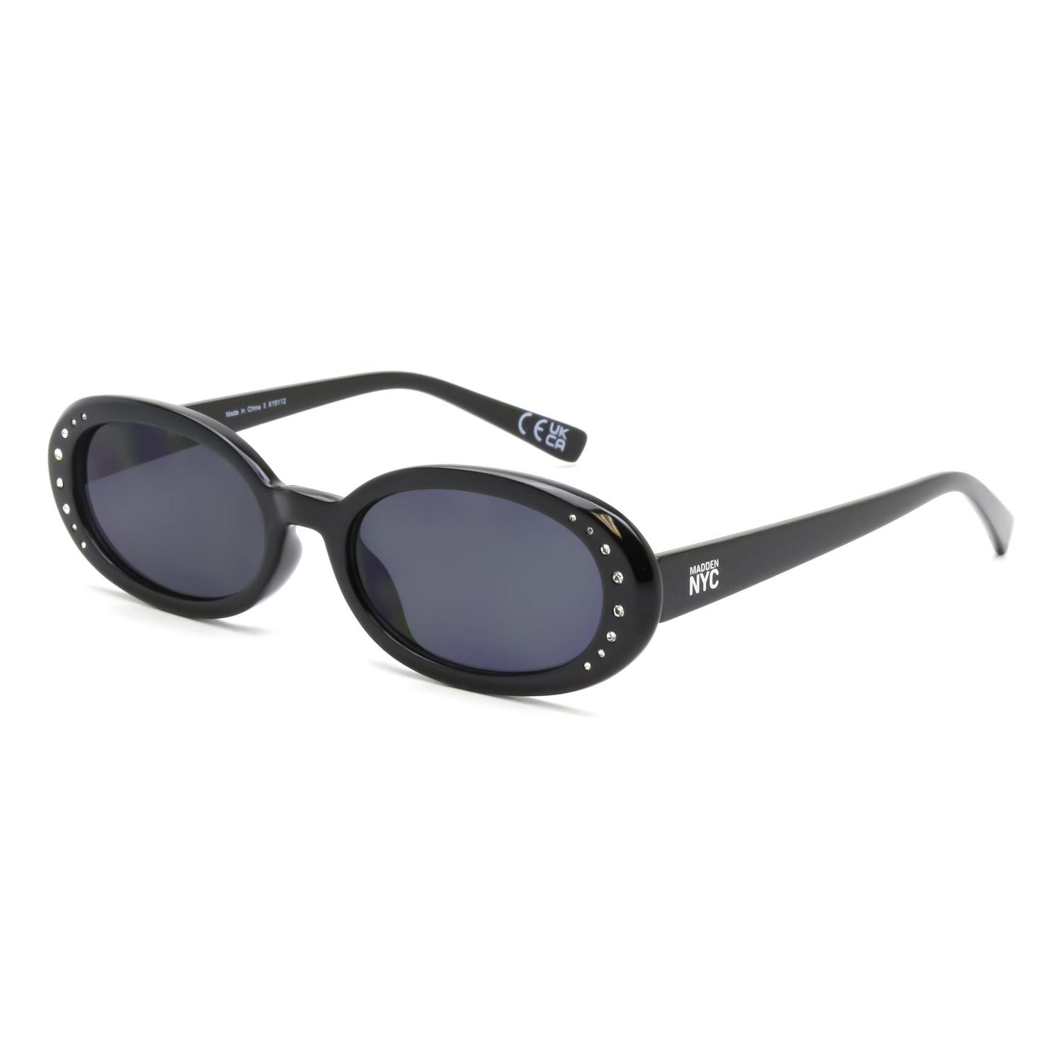 Click here for Madden Nyc Black Rhinestone Oval Sunglasses One Si... prices