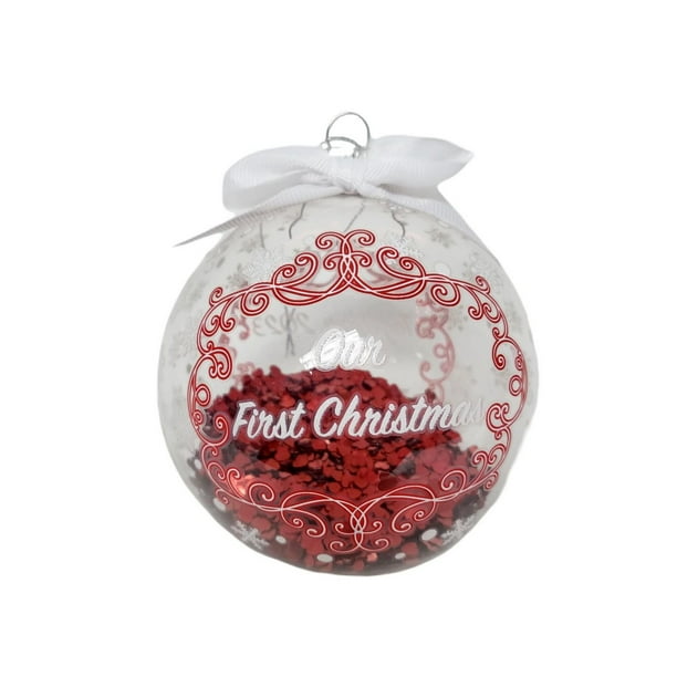 Holiday Time "Our First Christmas" Collectible Glass Ball Ornament ...