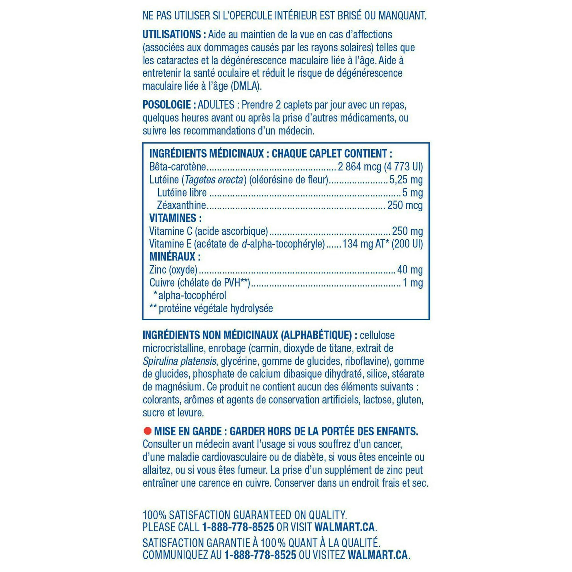 Equate Areds2 Eye Care Advanced Formula Walmart Canada
