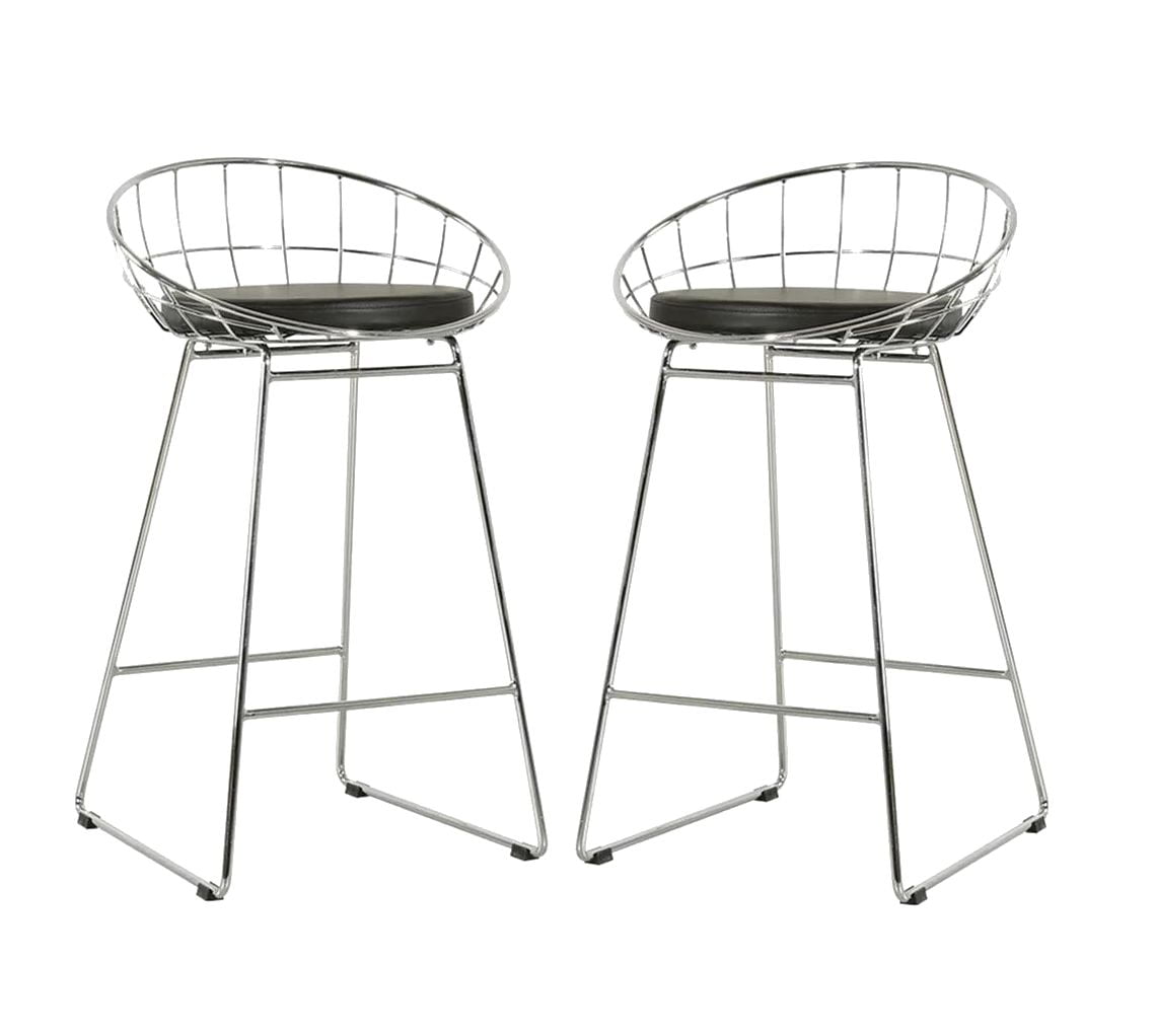 Heavenly Collection Wire Stool in Chrome, Low Back Stool, Residential ...