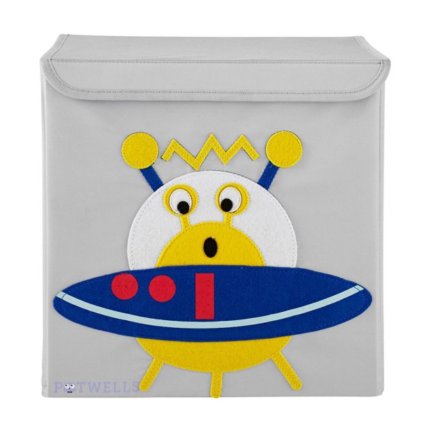 Potwells - Baby Kids Toddler Cube Toy Storage Box with Lid - Space ...