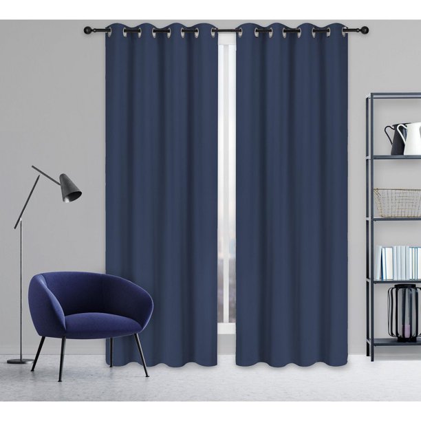 Safdie & Co. Premium Total Blackout Grommet Window Curtain Panel 84inch x 54inch Navy - Walmart.ca