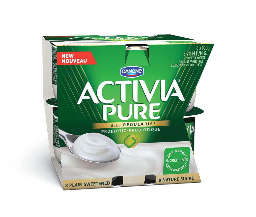 DANONE Activia Pure Plain Sweetened 3.2% M.F. Probiotic Yogurt ...