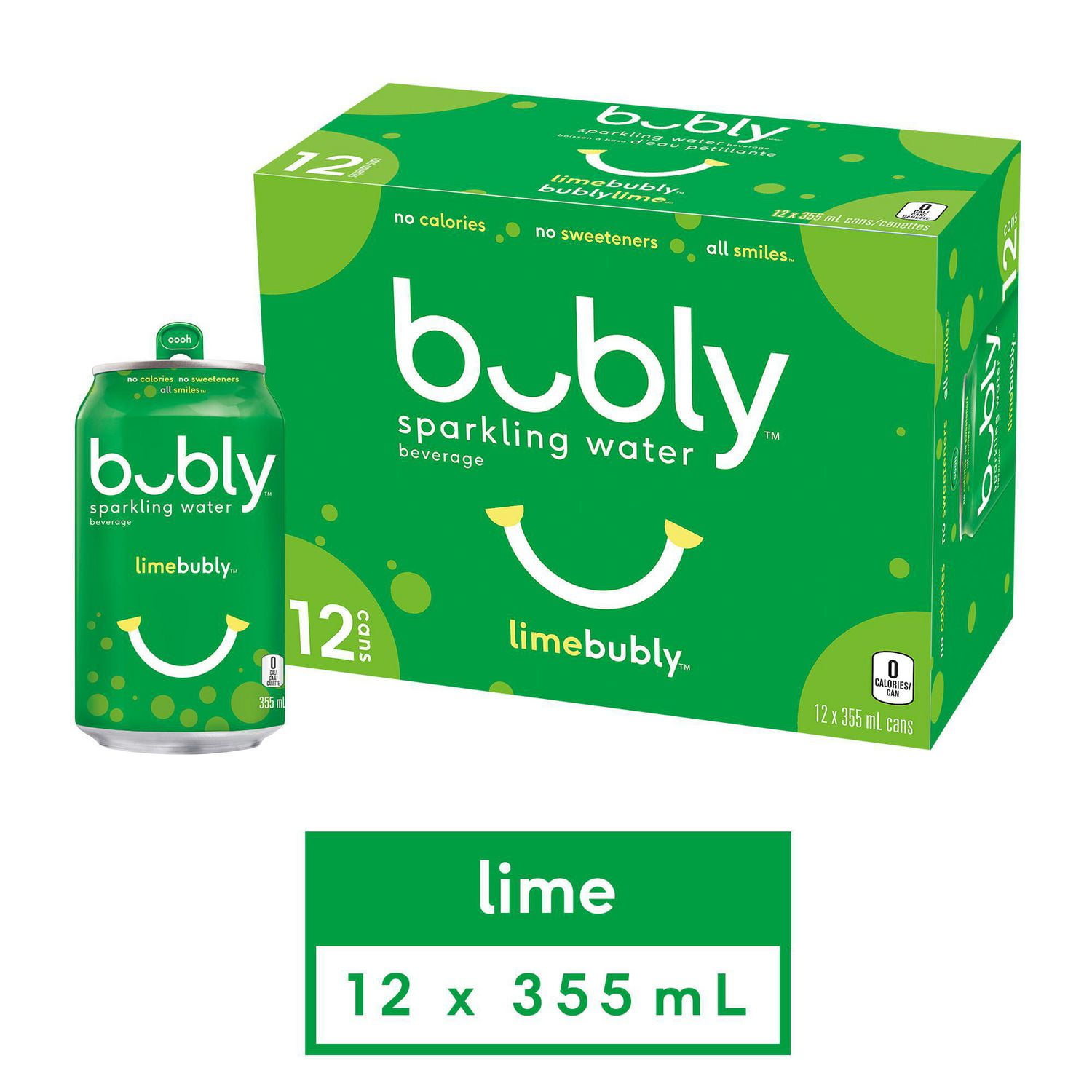 bubly lime Sparkling Water Beverage, 355mL Cans, 12 Pack | Walmart Canada