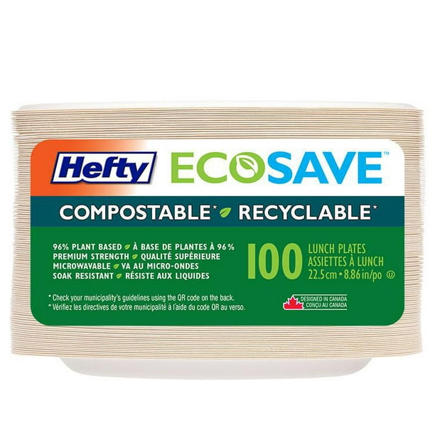Hefty ECOSAVE 8.86" Lunch plates 100-count, Hefty ECOSAVE 8.86" Lunch ...