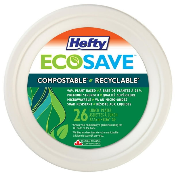 Hefty ECOSAVE 8.86" Lunch plates 26-count, Hefty ECOSAVE 8.86" Lunch ...