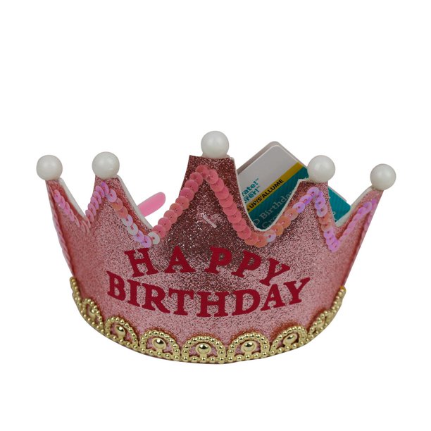 Glittery Pink Happy Birthday Light up Tiara Crown, Felt, Way to ...
