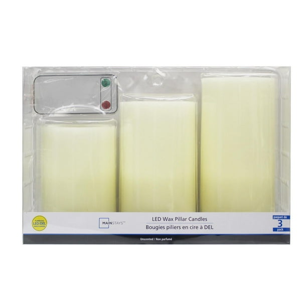 Mainstays 3PC LED Wax Pillar Candles Set with remote - Walmart.ca