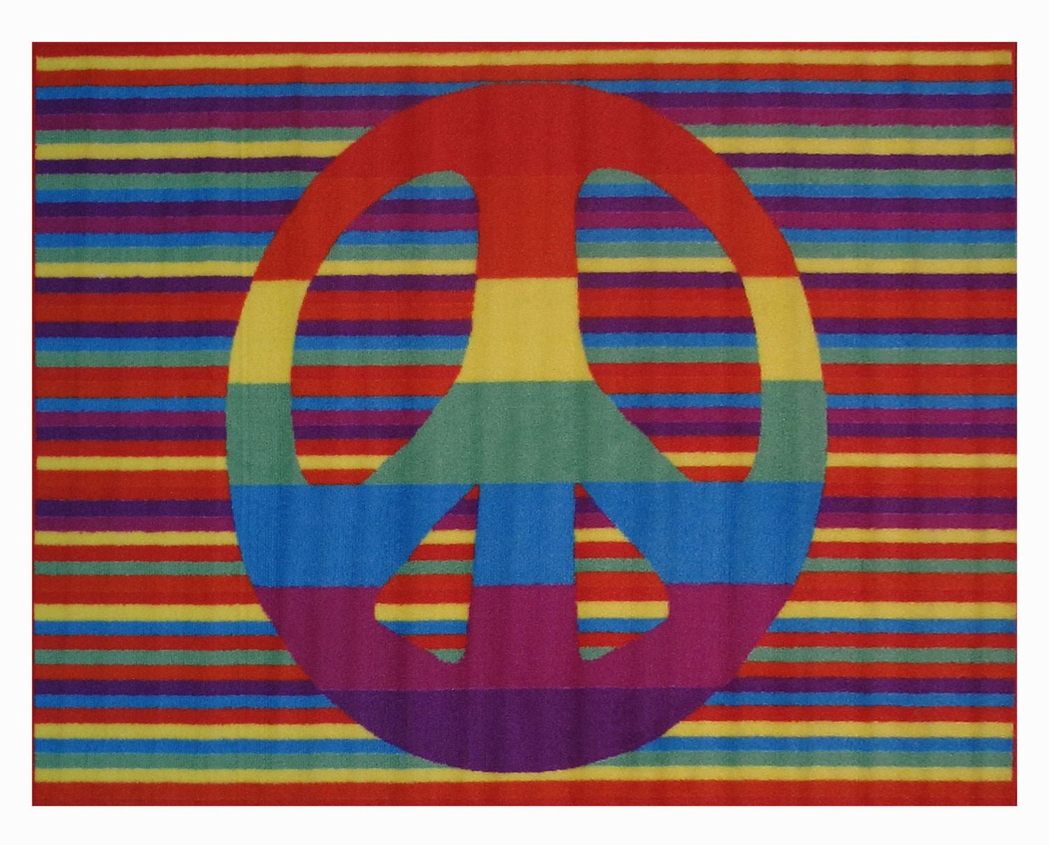 Fun Rugs Rectangle Multi-Colored Groovy Peace Nylon Kids Rug | Walmart ...