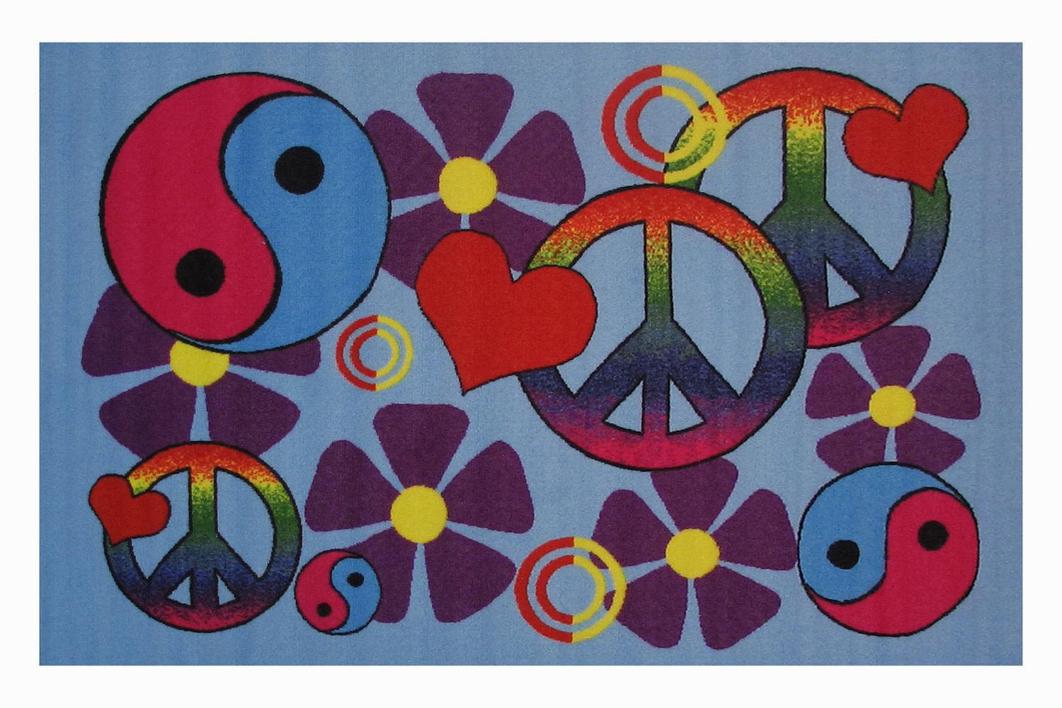 Fun Rugs Rectangle Multi-Colored Lovely Peace Nylon Kids Rug | Walmart ...