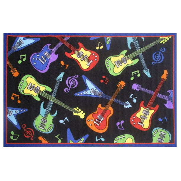 Fun Rugs Rectangle Multi-Colored Guitars Nylon Kids Rug - Walmart.ca