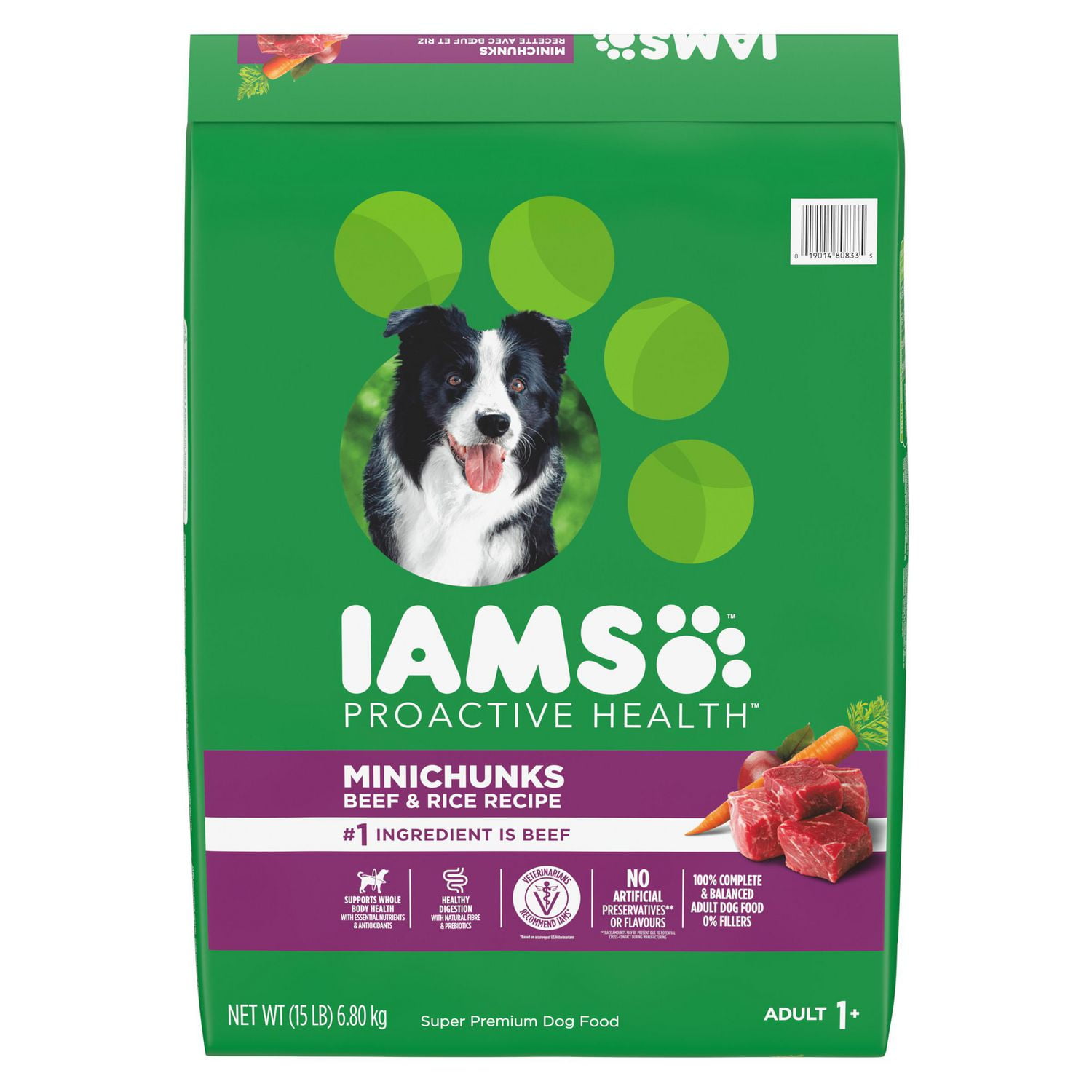 Iams Proactive Health Minichunks Beef & Rice Recipe Adult Dry Dog Food ...