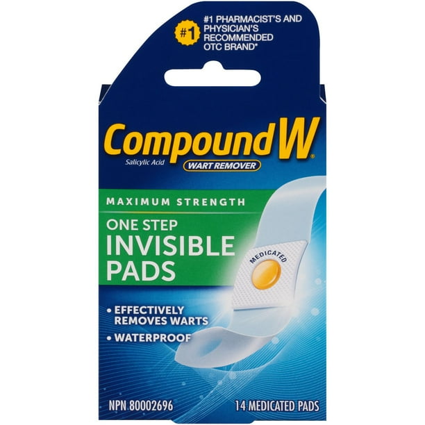 Compound W Maximum Strength One Step Invisible Pads, 14 Medicated Pads ...