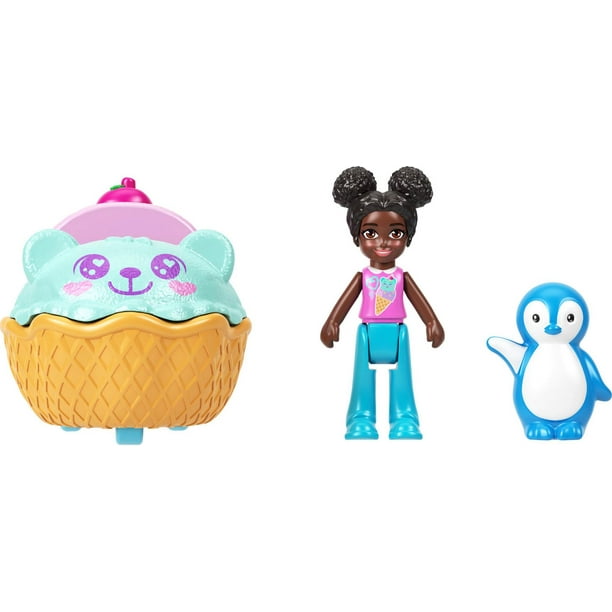 Polly Pocket Ice Cream Vehicle Set, Micro Doll with Themed Die-cast ...