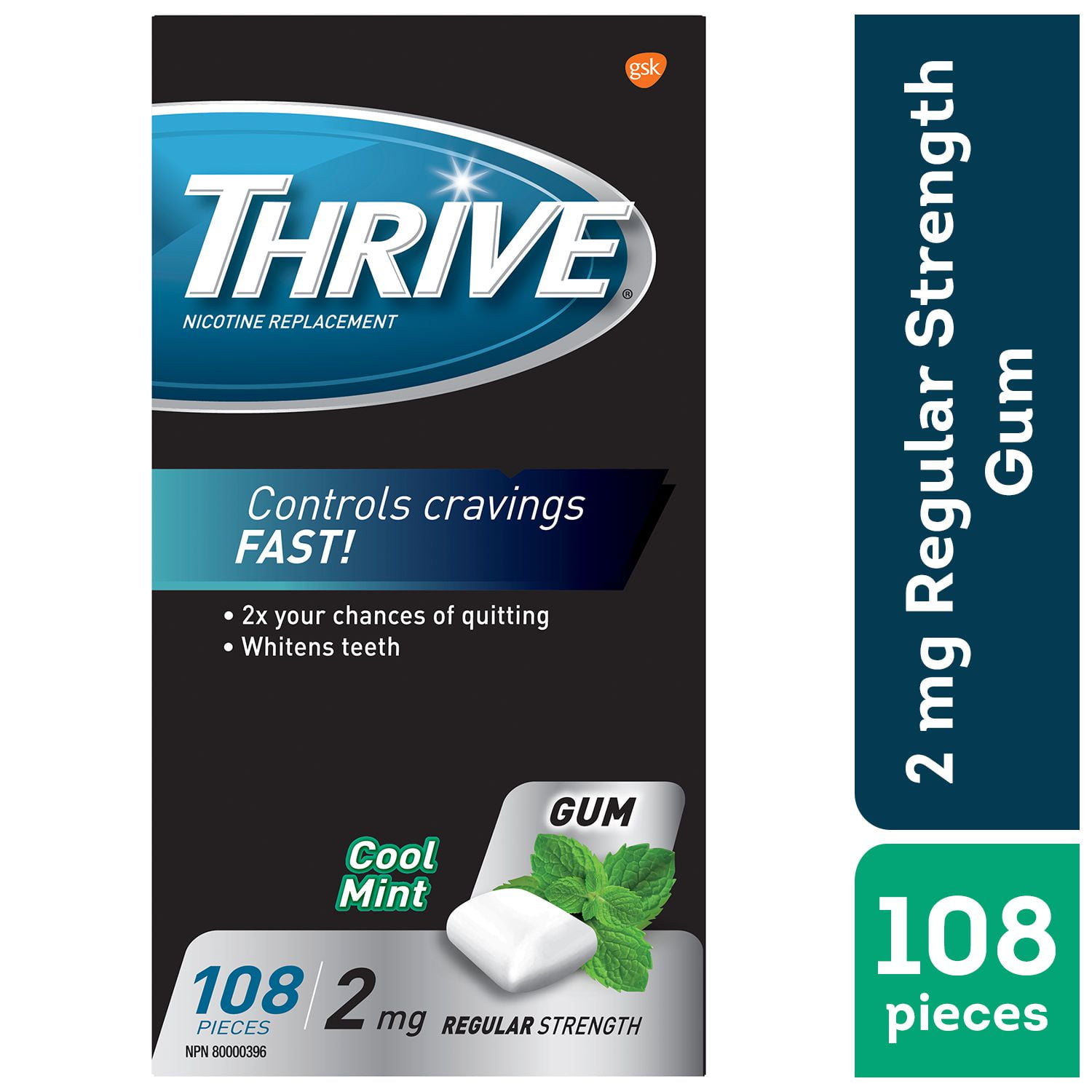 Thrive Gum 2mg Regular Strength Nicotine Replacement | Walmart Canada