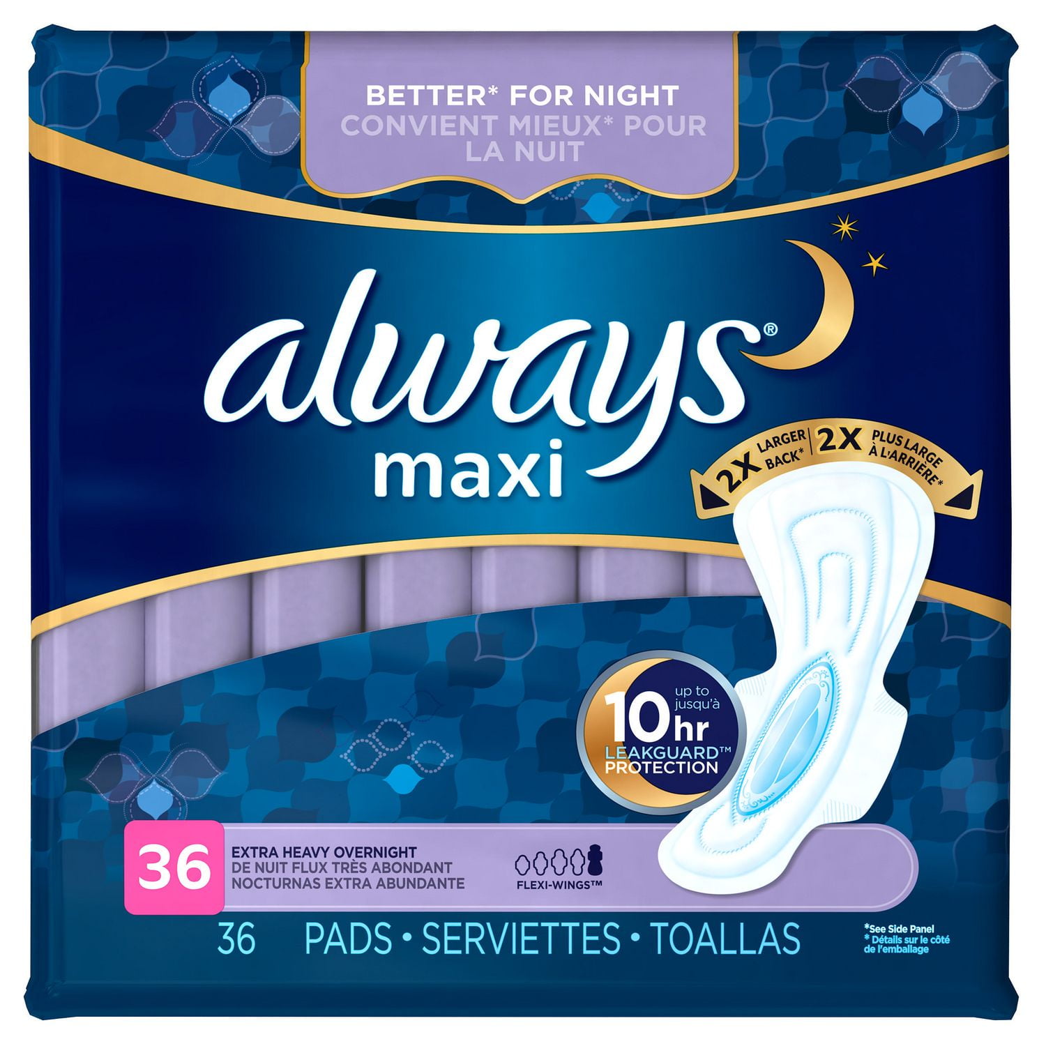 Always Maxi Extra Heavy Overnight Pads with Flexi-Wings | Walmart Canada