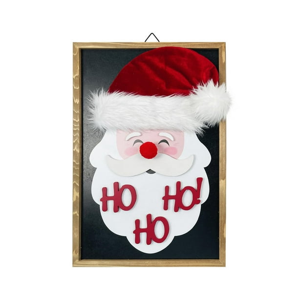 Holiday Time MDF Santa Wall Decor, Red & White, 12 inch x 18 inch ...