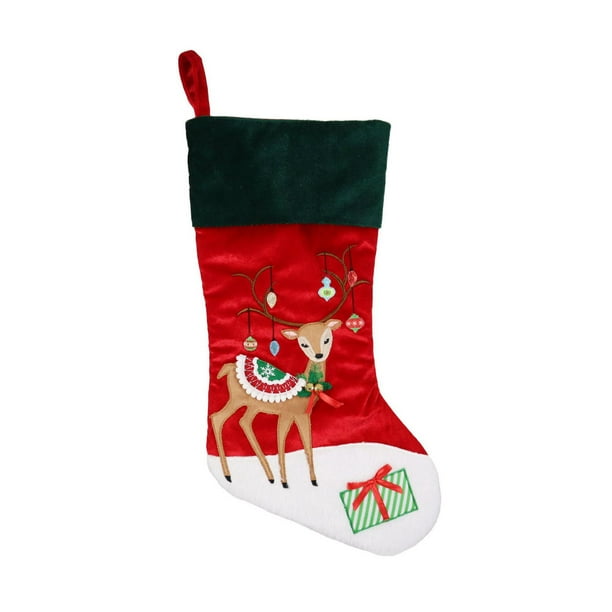 Holiday Time 20 inches Velvet Reindeer Stocking, Red - Walmart.ca