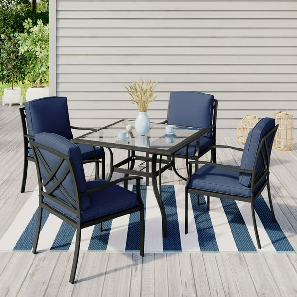 Mainstays Montclair 5-Piece Patio Dining Set, Tempered glass tabletop ...