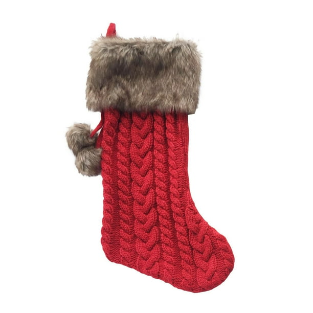 Holiday Time 21 inches Christmas Red Knit Stocking, 21 inch, Festive ...