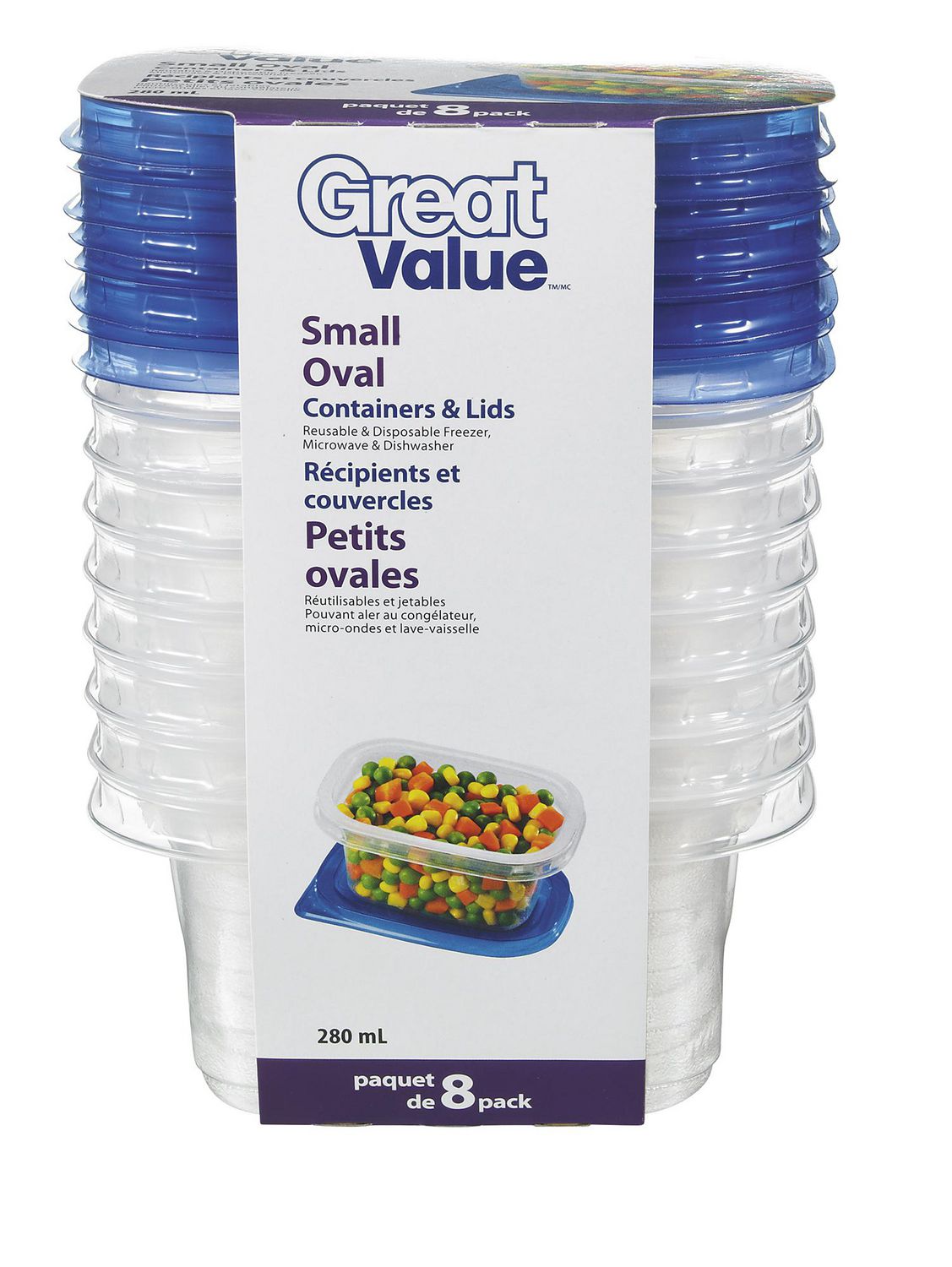Great Value Small Oval Containers & Lids | Walmart Canada